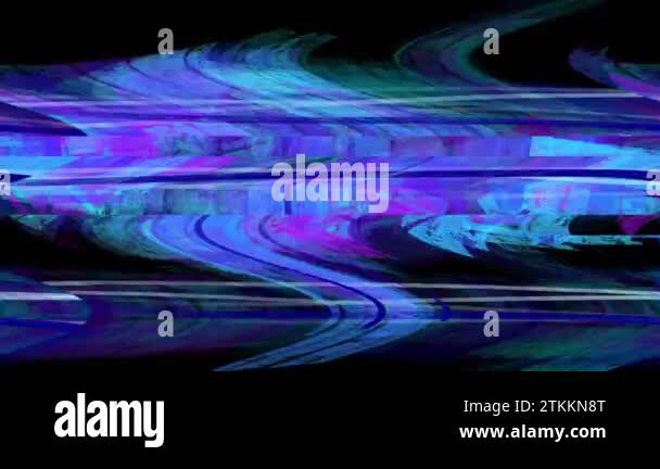 Purple Glitch effect on a black screen. The effect of malfunction and ...