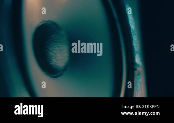 Macro of vibrating speakers membranes of professional sound speaker ...