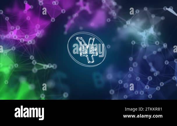 Rotating transparent Japanese yen icon. Abstract color animated 3D ...