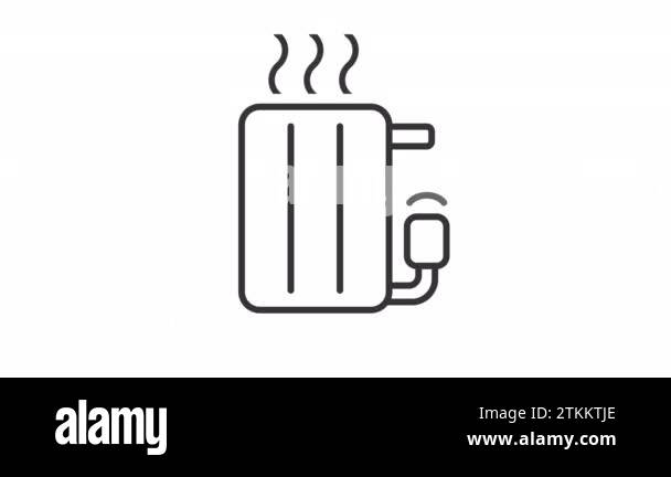 Animated smart radiator linear icon. Heat exchanger for home. Cooling ...