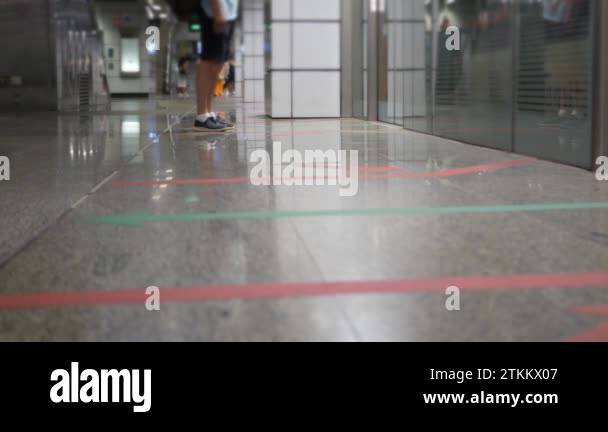 landscape view interior at subway mrt underground station of Singapore ...