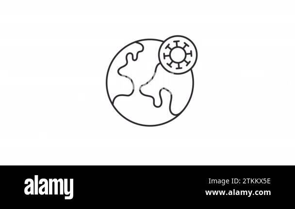 Animated pandemic linear icon. Mass diseases. Spreading virus. Public health issue. Seamless ...