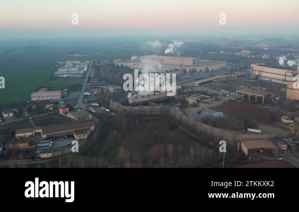 Cremona, Italy - January 2022 Drone aerial video of Arvedi working ...