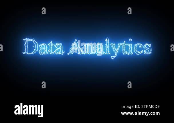 Blue color animated Data Analytics text with lightning effect isolated ...