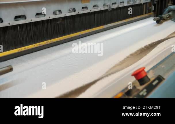 facilities of weaving machine. Close-up. industrial weaving loom ...