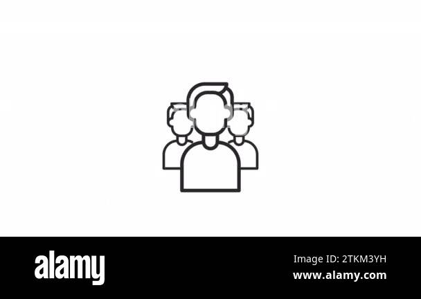 Animated crowd linear icon. Group of people. Company team. Members of ...