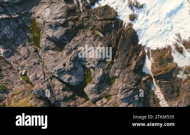 Top-down view of cliffs of Malin Head Coastal Walk, path west from ...