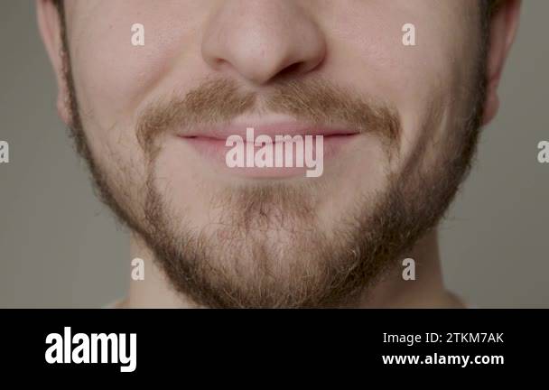 Close-up with beautiful teeth. Natural and healthy teeth of a man. Wide ...