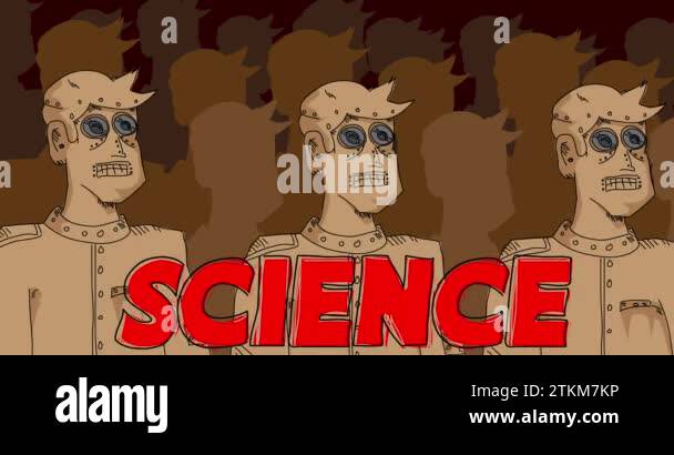 Robot Army with Science Text. Line Art Animated video. Future Robotics ...