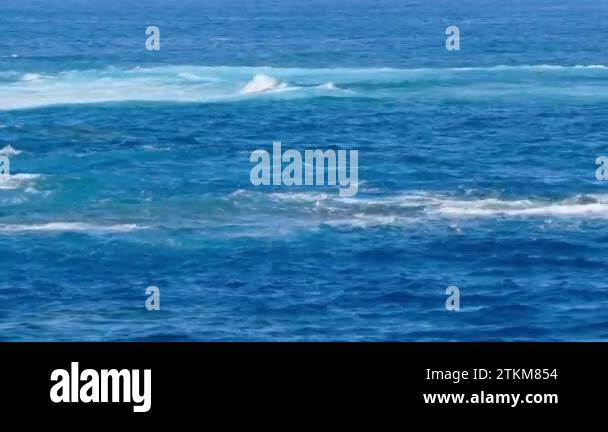 Ocean waves forming lines and vertically separating the thirds of the ...