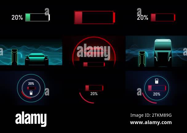 Silhouette of the futuristic electric sport car charging on power ...