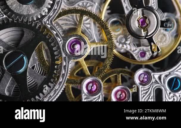 Silver chain and internal working mechanism of an antique pocket watch ...