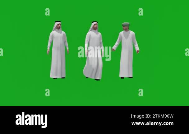 3d Arab man green screen Citizen Oman, Qatar, Saudi Arabia Three Arab ...