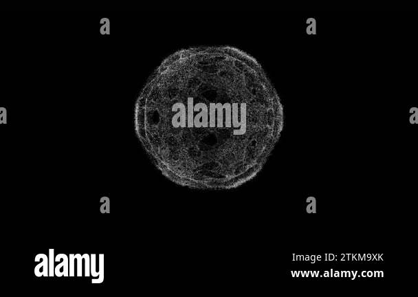 3d Abstract Alien Sphere With Holes Rotates On Black Background Object Consisting Of White