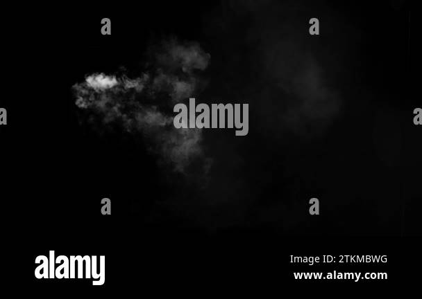 White natural steam fog smoke effect on solid black background with ...
