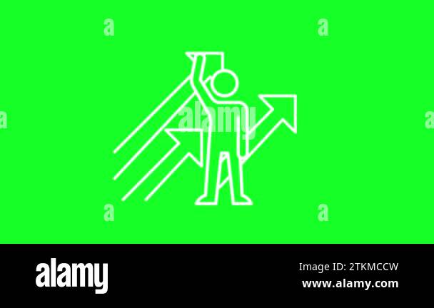 Animated dynamics white line icon. Career growth. Accomplishment. Loop ...