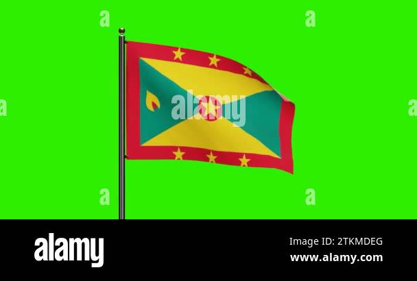 3D Rendered Grenada National Flag Waving Animation with Realistic Wind ...