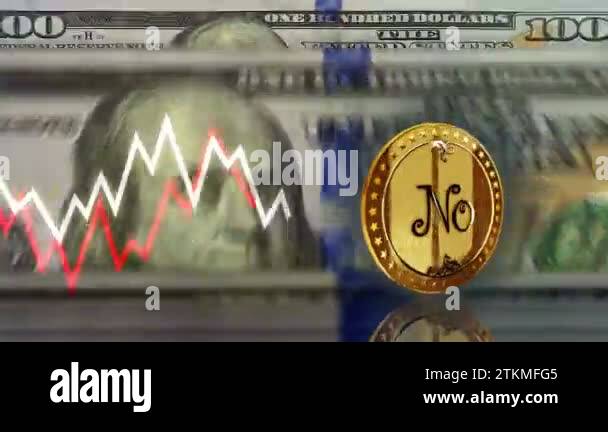 Yes or No random decision choice golden coin over 100 Dollar banknotes ...