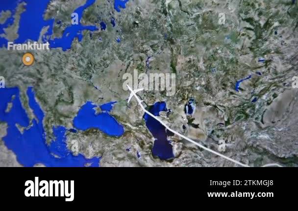 4k airplane model 3d render, flying map with airbus plane of computer ...