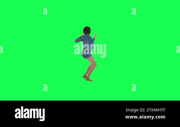 3d animated girl in jeans dancing idiot front angle green screen 3d ...