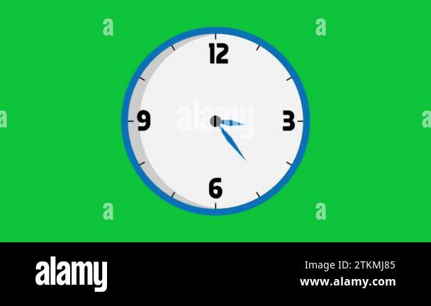 Animated Time Clock Moving on Green Screen. Clock changes - 4k footage ...
