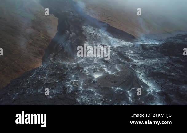 4K Aerial Drone footage of Cold Lava in Fagradalsfjall active volcano ...