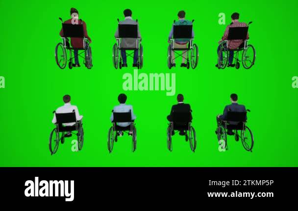 3d green screen European wheelchair man sitting motionless in ...