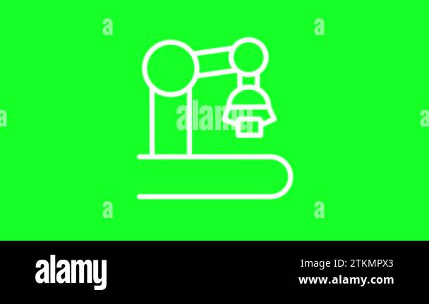Animated conveyor white line icon. Equipment automation. Manufacturing. Loop HD video with ...