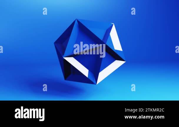 3D animation render triangular low poly shape spinning - futuristic ...