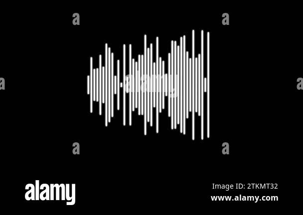 White audio frequency waveform spectrum animation on a black background ...