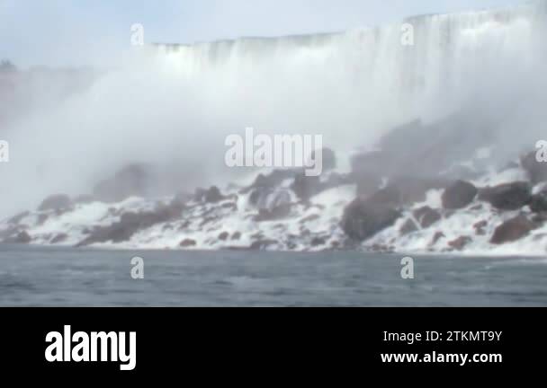 Niagara Falls from Boat with a Towering Mist Cloud Obscures the ...