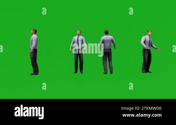 3d Employee man walk talk green screen people chroma key background 3d ...