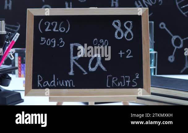 radium and symbol structural formula chemical on the blackboard ...
