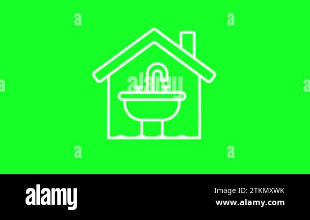 Animated wet damage white line icon. Pipes leakage. Property insurance ...
