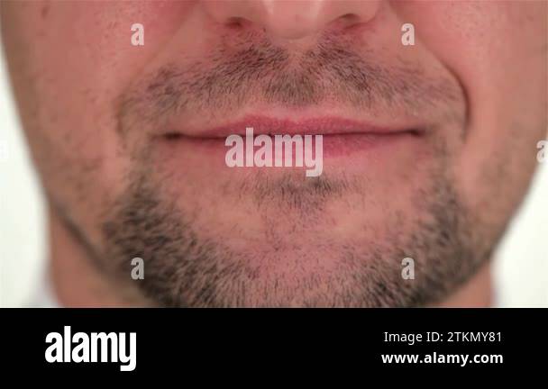 Part of the human unshaven face and smile. Macro shots. Business ...