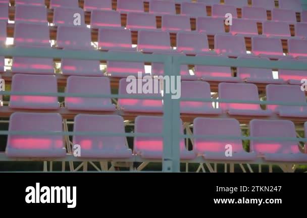 Football stadium with purple seats as location for filming set ...