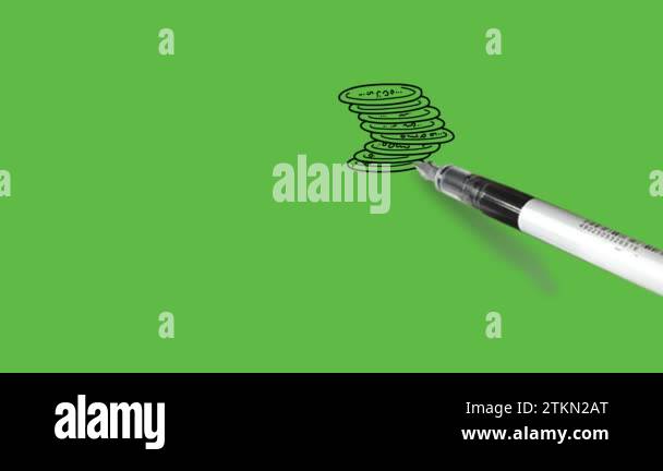 draw scene of kitchen sink full of dirty utensils with black outline on ...