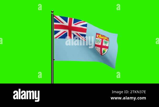 3D Rendered Fiji National Flag Waving Animation with Realistic Wind Motion, National flag of ...