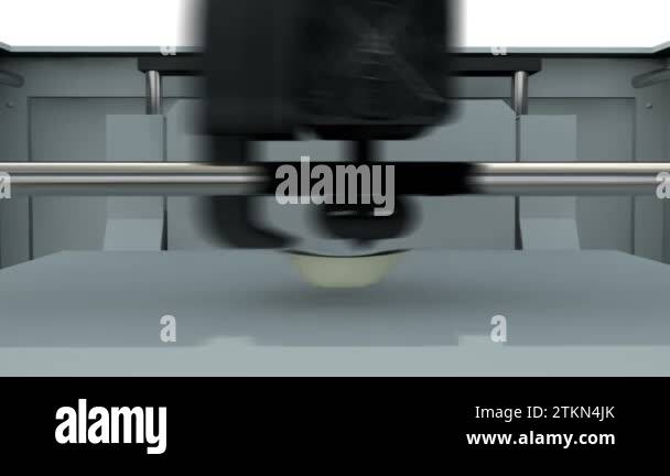 3D printing device creating a skull model. The whole process is speeded ...