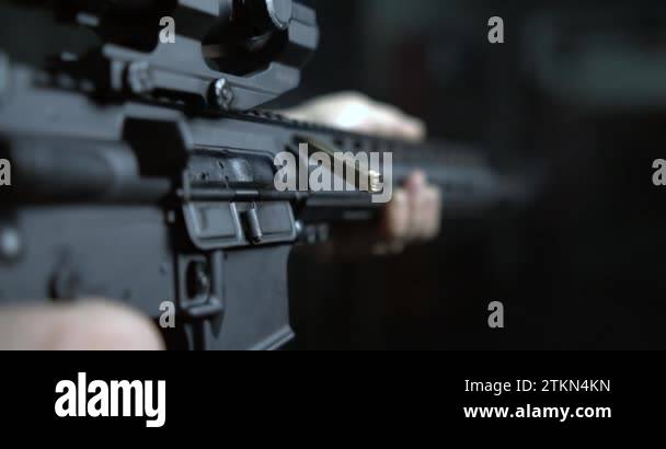 Shooting with Assault Rifle in super slow-motion 800 fps, bullet flying ...