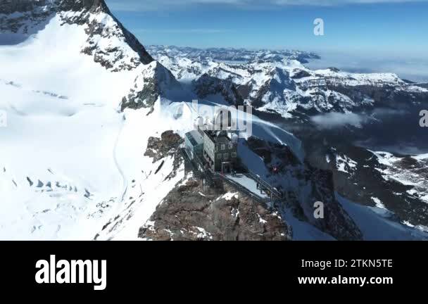 Aerial panorama view of the Sphinx Observatory on Jungfraujoch - Top of ...