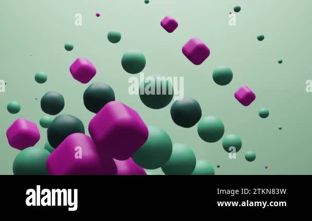 Geometric abstract background loopable animation. 3d motion graphics. Spheres and cubes. Video ...