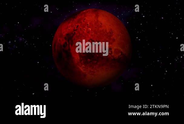Spinning planet mars on dark .Planet mars sun rise isolate on dark ...