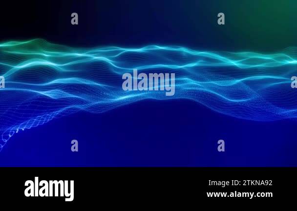 Abstract technology wave of particles. Big data visualization. Dark ...