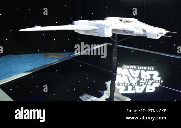 A huge X-Wing Fighter display at the World premiere of Disney's 'Star ...