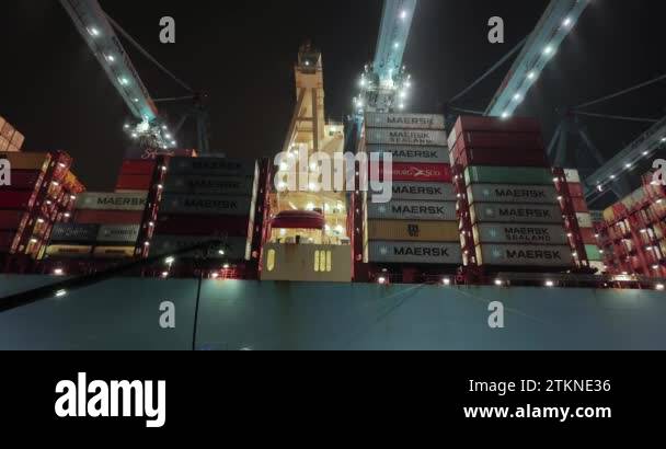 ROTTERDAM, THE NETHERLANDS - CIRCA 2023: Container ship loaded on a ...