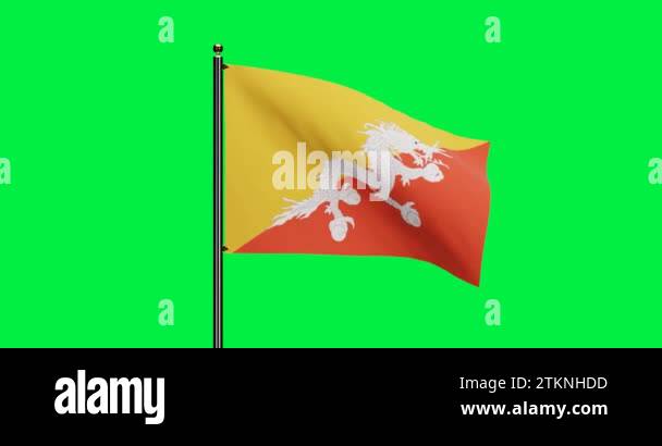 3D Rendered Bhutan National Flag Waving Animation with Realistic Wind ...