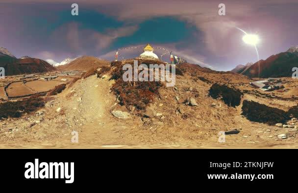 4K VR of Dingboche and Pheriche village in Nepal, basic point of ...