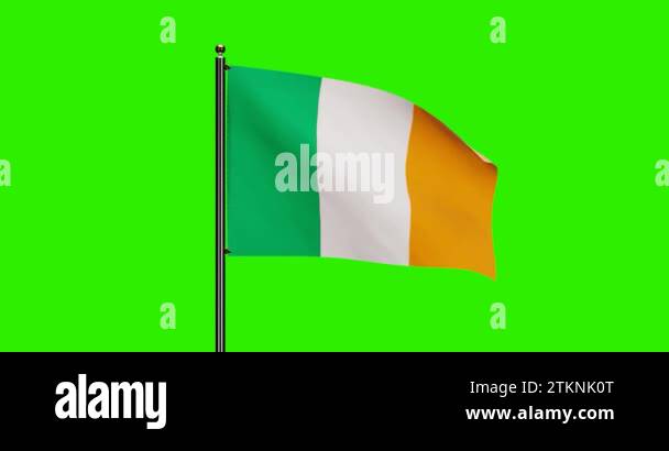3D Rendered Ireland National Flag Waving Animation with Realistic Wind ...