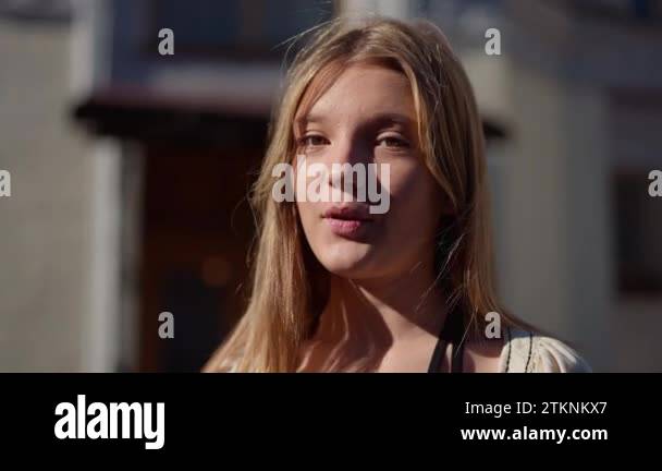 Live camera panning around confident talented teenage singer posing on ...